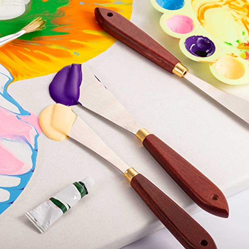 Painting Knife Set Painting Mixing Scraper Stainless Steel Palette Knife Painting Art Spatula with Wood Handle Art Painting Knife Tools for Oil Canvas Acrylic Painting (2)