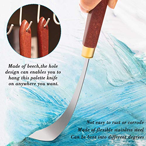 Painting Knife Set Painting Mixing Scraper Stainless Steel Palette Knife Painting Art Spatula with Wood Handle Art Painting Knife Tools for Oil Canvas Acrylic Painting (2)