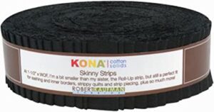 robert kaufman ss-101-40 kona solids skinny strips, 40 piece, black