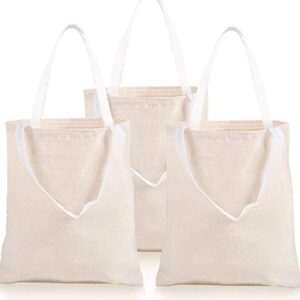 GIFTEXPRESS 12 Pack 12.75"H x 10.65" W Natural Color Canvas Tote Bag/ Canvas Craft Bags/ Canvas Grocery bags (12 Pack)