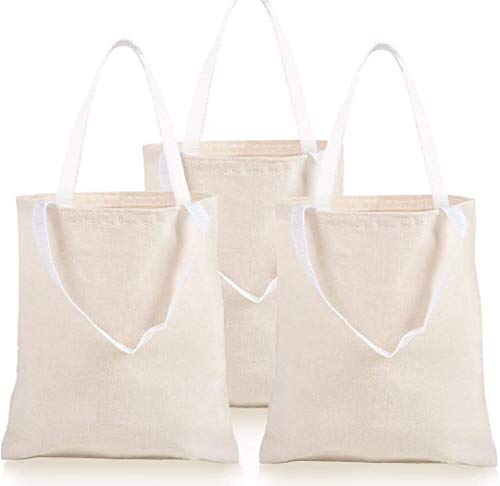 GIFTEXPRESS 12 Pack 12.75"H x 10.65" W Natural Color Canvas Tote Bag/ Canvas Craft Bags/ Canvas Grocery bags (12 Pack)