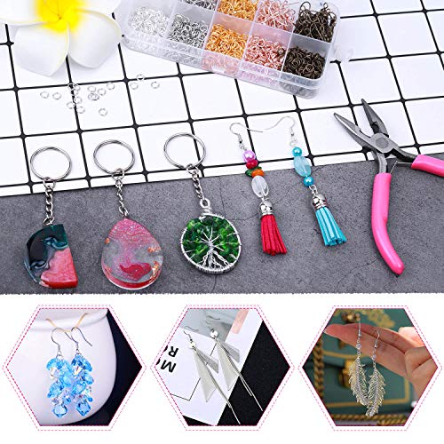 Earring Hooks, Audab 1400pcs Earring Making Kit with 200pcs Ear Ring Hooks, 1000pcs Jump Rings, 200pcs Earring Backs and Jewelry Pliers for Jewelry Making Supplies Earring Findings