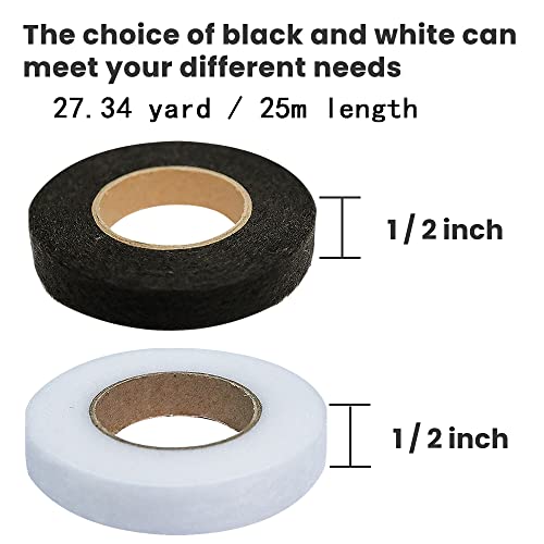 UWEME 6 Rolls Iron On Hemming Tape - Adhesive Hem Tape for Pants Dresses Clothes Curtains, Fabric Tape No Sew Hemming Tape, White, Black