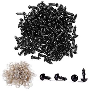 vanblue safety eyes 130pcs 6mm plastic black craft eyes teddy bear eyes with washers for amigurumi stuffed animals crochet toys crafts making