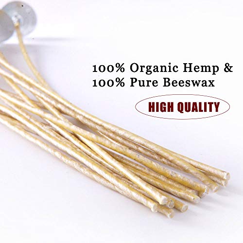 EricX Light Organic Hemp Candle Wicks, 100 Piece 8" Pre-Waxed by 100% Beeswax & Tabbed, for Candle Making