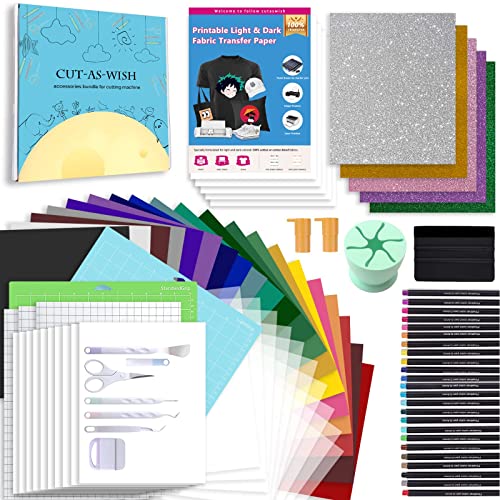 The All-in-One Ultimate Accessories Bundle for Cricut Makers Machine and All Explore Air-89pcs Tools and AccessoriesKit for Beginners with Glitter Htv,Permanent Vinyl,Transfer Tape for Vinyl,Mylar Sheets for Stencils,Vinyl Sticker Paper,Iron on Transfer P