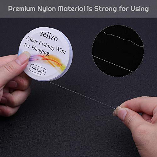 Fishing Wire, Selizo 3Pcs Clear Fishing Line Jewelry String Invisible Nylon Thread for Hanging Decorations, Beading and Crafts (3 Sizes, 60 Yards per Roll)