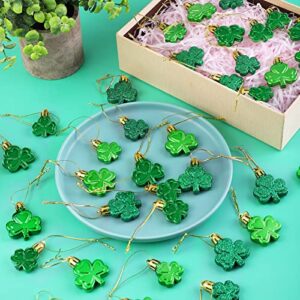 Fovths 36 Pieces 2 Sizes St Patrick's Day Shamrocks Ornament Set 3 Styles Green Good Luck Clover Hanging Bauble for Tree, Table, Party Hanging Decorations