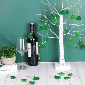 Fovths 36 Pieces 2 Sizes St Patrick's Day Shamrocks Ornament Set 3 Styles Green Good Luck Clover Hanging Bauble for Tree, Table, Party Hanging Decorations