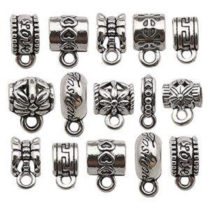 100 pcs clasp bail beads charms ,bail tube beads, loose spacer bead ,bead hanger charm for jewelry making diy necklace bracelet (m611)