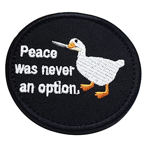 Duck Bite Knife Series Embroidered Patch Cute Duck Peace was Never an Option Badge Tactical Armband for Clothes Backpack Applique Accessory (Black)