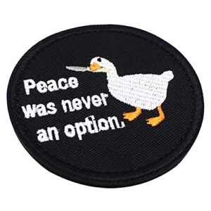 Duck Bite Knife Series Embroidered Patch Cute Duck Peace was Never an Option Badge Tactical Armband for Clothes Backpack Applique Accessory (Black)