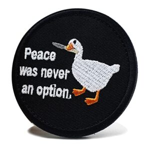 Duck Bite Knife Series Embroidered Patch Cute Duck Peace was Never an Option Badge Tactical Armband for Clothes Backpack Applique Accessory (Black)