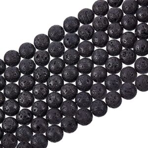 ph pandahall 470pcs 8mm lava beads natural undyed black bead black lava beads round lava stone beads chakra bead black stone beads loose beads energy beads lava beads for jewelry making bulk