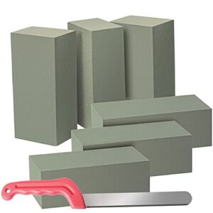 pack of 6 dry floral foam blocks for artificial flower arrangements, styrofoam for artificial flowers & crafts supplies – with craft foam block cutting knife, styrofoam blocks – 8.75″l x 4″w x 2.75″h