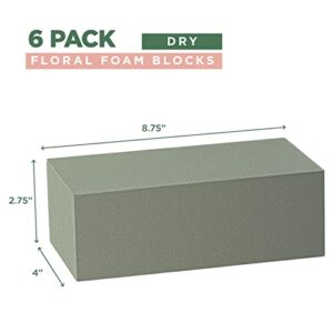 Pack of 6 Dry Floral Foam Blocks for Artificial Flower Arrangements, Styrofoam for Artificial Flowers & Crafts Supplies - with Craft Foam Block Cutting Knife, Styrofoam Blocks - 8.75"L x 4"W x 2.75"H