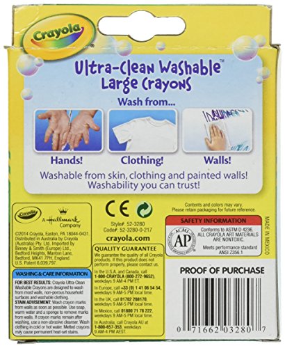 Crayola Washable Crayons, Large, 8 Colors - 2 Packs