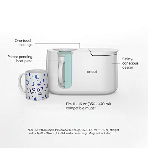 Cricut Mug Press US, Heat Press for Sublimation Mug Projects, One-Touch Setting, For Infusible Ink Materials & Mug Blanks 11 oz - 16 oz (Sold Separately), Includes Auto-Off Safety Feature