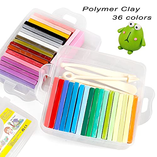 CiaraQ Polymer Clay Starter Kit-36 Colors, Modeling Clay for Kids&Beginners, Oven Baked Model Clay, Safe & Non-Toxic, Non-Sticky, with Sculpting Tools, Ideal Gift for Children&Artists