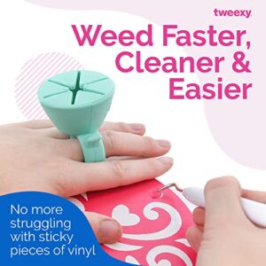 tweexy Craft Vinyl Weeding Scrap Collector Ring for Heat Transfer Vinyl, HTV Crafting Adhesive Paper Sheets Holder (Mint)