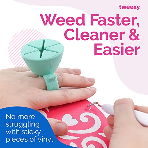 tweexy Craft Vinyl Weeding Scrap Collector Ring for Heat Transfer Vinyl, HTV Crafting Adhesive Paper Sheets Holder (Mint)