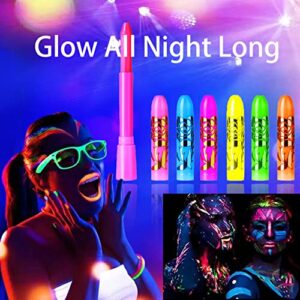 Glow in The Black Light Face & Body Paint, UV Neon Glow Fluorescent Face Paint Crayons for Halloween Club Makeup Xmas Glow Party