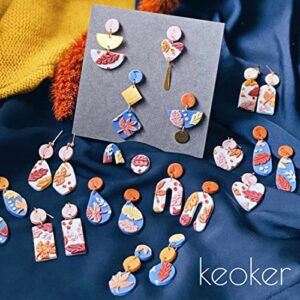 keoker Polymer Clay Cutters Set, 36 Shapes Stainless Steel Clay Cutters with 16 Circle Shape Cutters and 60 Earrings Accessories, Clay Earing Cutters for Polymer Clay Jewelry Making