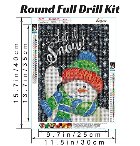 Christmas Diamond Painting Kits,Snowman Diamond Art Kit for Adults Full Round Drill,Paint with Diamond for Gift,Wall Decor