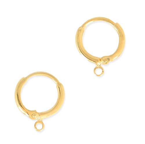 20pcs Adabele Hypoallergenic Dangle Tarnish Resistant Round Earring Hooks Leverback Huggies Earwire 14mm (0.55 Inch) Long Gold Plated Brass BF263-1