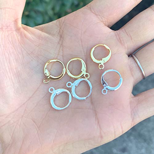 20pcs Adabele Hypoallergenic Dangle Tarnish Resistant Round Earring Hooks Leverback Huggies Earwire 14mm (0.55 Inch) Long Gold Plated Brass BF263-1