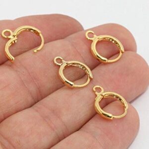 20pcs Adabele Hypoallergenic Dangle Tarnish Resistant Round Earring Hooks Leverback Huggies Earwire 14mm (0.55 Inch) Long Gold Plated Brass BF263-1