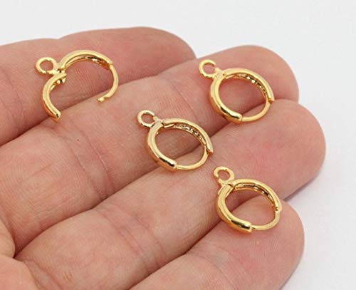 20pcs Adabele Hypoallergenic Dangle Tarnish Resistant Round Earring Hooks Leverback Huggies Earwire 14mm (0.55 Inch) Long Gold Plated Brass BF263-1