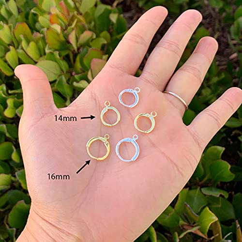 20pcs Adabele Hypoallergenic Dangle Tarnish Resistant Round Earring Hooks Leverback Huggies Earwire 14mm (0.55 Inch) Long Gold Plated Brass BF263-1