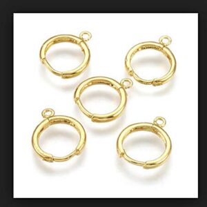 20pcs Adabele Hypoallergenic Dangle Tarnish Resistant Round Earring Hooks Leverback Huggies Earwire 14mm (0.55 Inch) Long Gold Plated Brass BF263-1