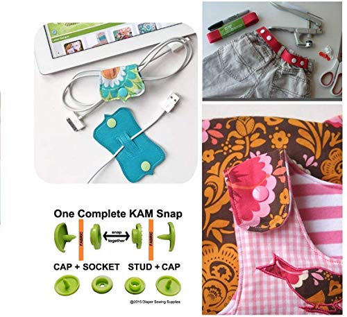 KAM Snaps Buttons + Snap Pliers, Starter Fasteners Kit, 384 Sets 24-Colors, Size 20 T5 KAM Snap Plastic Fasteners Punch Poppers Closures No-Sew Buttons for Crafts Cloth Diaper Bibs