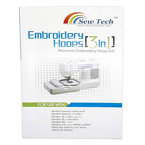 Sew Tech Embroidery Hoops for Brother SE600 PE550D SE700 PE535 SE400 PE525 PE540D PE500 SE625 SE425 Innovis Babylock Brother Embroidery Machine Hoop (3in1 Set)