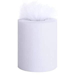 tulle rolls 6” by 100 yards (300 feet) tulle roll spool fabric for diy tutu skirts wedding baby shower crafts decorations party supplies (white)