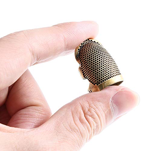 Quadow 4 Pieces Sewing Thimble, Metal Copper Sewing Thimble Finger Protector Adjustable Finger Shield Ring Fingertip Thimble Sewing Quilting Craft Accessories DIY Sewing Tools(