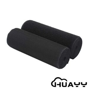 HUAYY 6 Inches Width 1 Yards Length,Sew on Hook and Loop Style,Non-Adhesive Nylon Strips Fabric,Black (6in x 1yd)