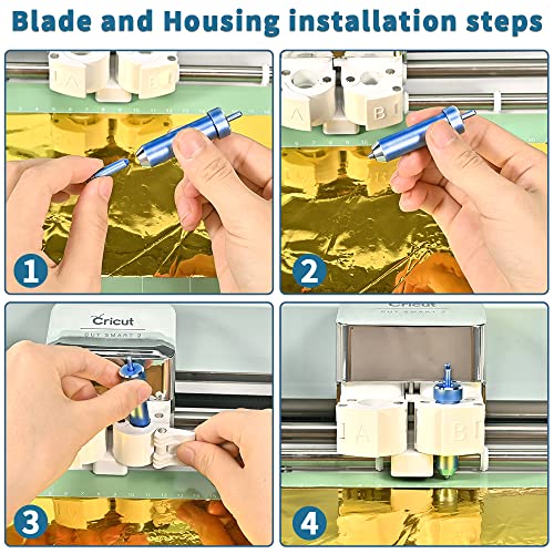 Foil Transfer Kit for Cricut Explore Air 2/Explore Air 3, 3 in 1 Foil Transfer Tool Housing and Blades for Cricut Maker/Maker 3, Including Fine, Medium and Bold Blades and Housing