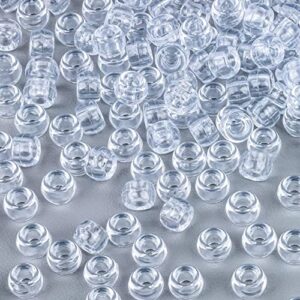 sukh 1000+ pcs clear pony beads – plastic bracelet beads 6x9mm crystal white pony beads for bracelets making hair beads for braids diy crafts key chai jewelry making home decor pony beads bulk