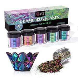 let’s resin chameleon flakes, resin supplies -intense colorshift pigment powder for resin molds/tumblers, chrome powder pigment for christmas nail art/paint/soap making