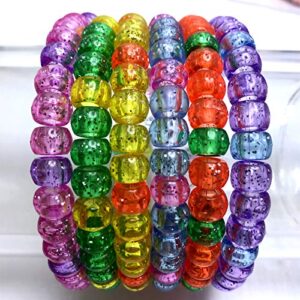 Amaney 500 Pieces 6x9mm Mixed Colors Glitter Transparent Mix Plastic Pony Beads