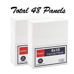 Madisi Painting Canvas Panels 48 Pack, 8X10, Classroom Value Pack Art Canvas