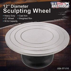 US Art Supply Large 12" Diameter Sculpting Wheel- Heavy Duty All Metal Construction & Turntable with Ball Bearings