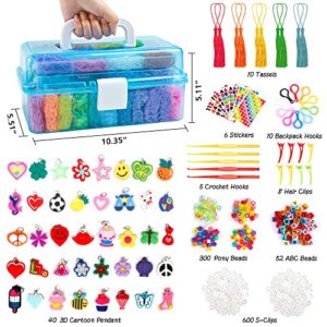 Inscraft 17500+ Rubber Loom Bands with 3 Layer Blue Container, 28 Colors, 600 S-Clips, 352 Beads, 40 Cartoon Pendant, Bracelet Making Refill Kit for Kids