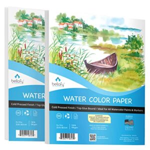 bellofy 2x watercolor paper pad 100 sheets | watercolor paper 9×12 in | watercolor paper kids, artists & beginners love | watercolor paper for watercoloring techniques | a gift – watercolor sketchbook