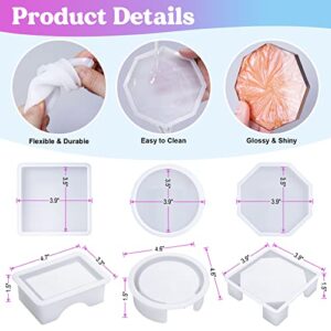 LET'S RESIN 18 Pcs Coaster Resin Molds Silicone, Coaster Molds with Round Square Octagon Shape Holder Molds, Coaster Silicone Molds for Epoxy Resin, DIY Art Craft Cup Mats