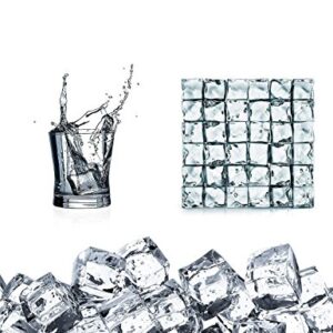 DomeStar Clear Fake Ice Cubes, 20 PCS 0.8" Plastic Ice Cubes Acrylic Clear Ice Rock Diamond Crystals Square Fake Ice Cubes Display for Home Decoration Wedding Centerpiece Vase Fillers