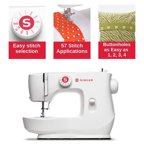 SINGER | MX60 Sewing Machine With Accessory Kit & Foot Pedal - 57 Stitch Applications - Simple & Great for Beginners